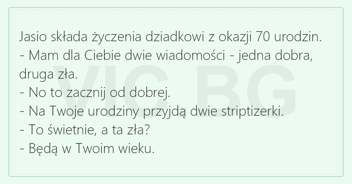 Jasio składa życzenia dziadkowi z okazji 70 urodzin. - Mam dla Ciebie ...