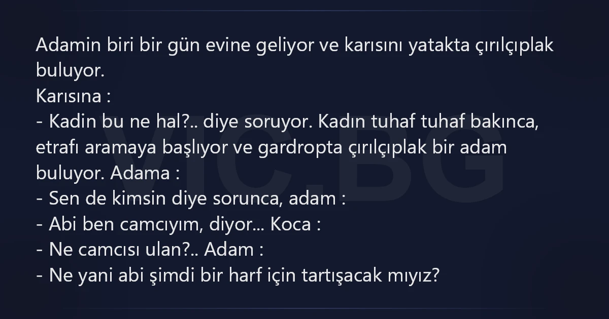 Adamin biri bir gün evine geliyor ve karısını yatakta çırılçıplak ...