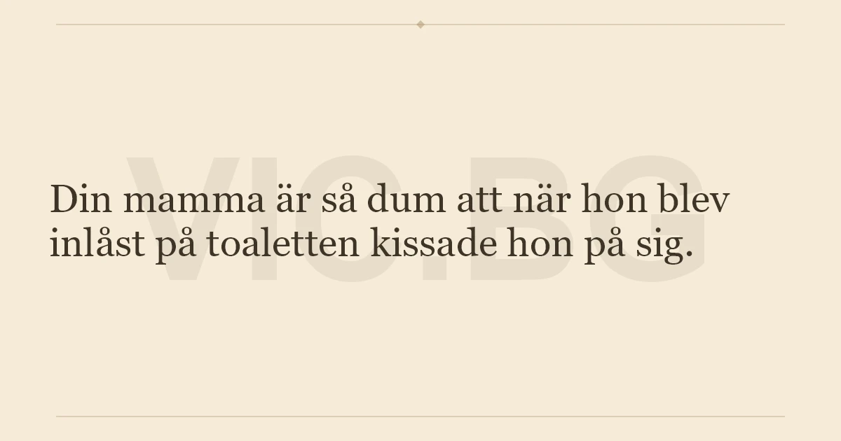 Din mamma är så dum att när hon blev inlåst på toaletten kissade hon på ...