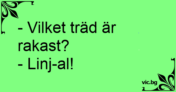 - Vilket träd är rakast? - Linj-al!